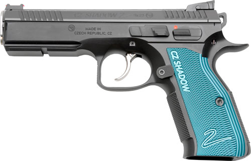 CZ CUSTOM SHADOW 2 ACCU 9MM FS - 17-SHOT BLACK POLY BLUE GRIPS - Semi ...