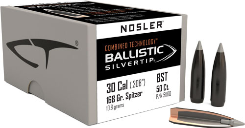 NOSLER BULLETS 30 CAL .308 - 168GR BALLISTIC SILVER TIP 50C - Reloading ...