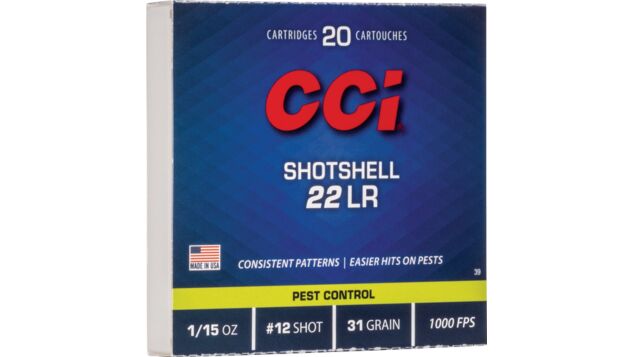 CCI SHOTSHELL 22LR 31GR #12 SHOT 1000FPS 20RD 100BX/CS