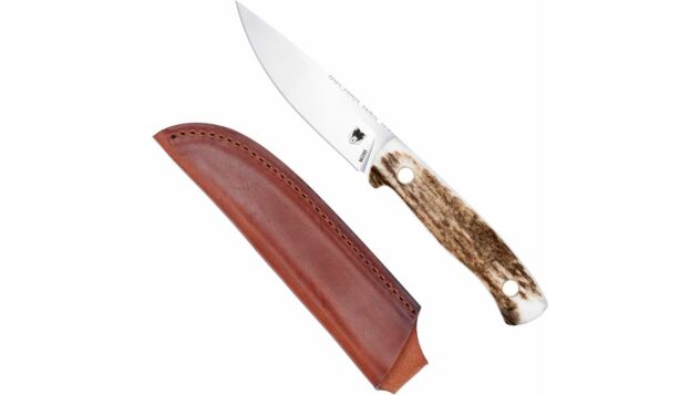 COBRATEC KOONSMAN 4" FIXED BLD STAG M390 W/LEATHER SHEATH