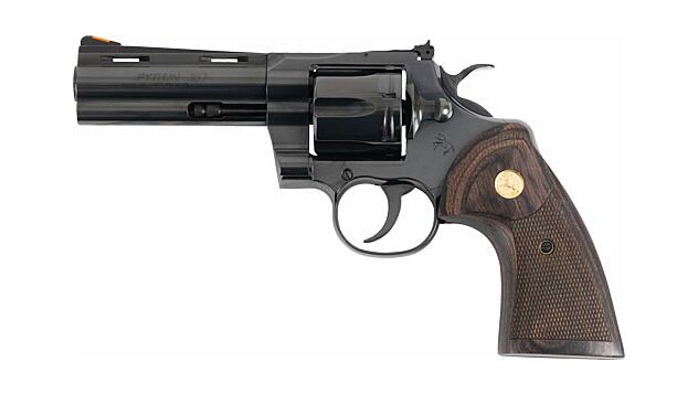 COLT PYTHON 357MAG 4.25" 6RD BLUED WALNUT GOLD MEDALLION